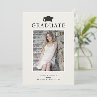 Minimalist Formal GRADUATE Grad Photo Graduation Announcement | Zazzle