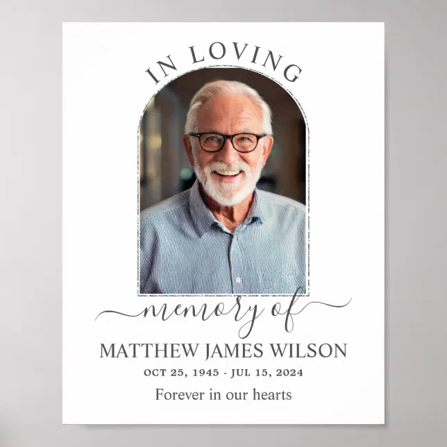 Minimalist Funeral Memorial In Loving Memory Photo Poster | Zazzle