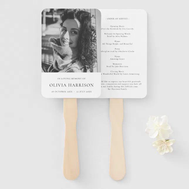 Minimalist Funeral | Modern Celebration of Life Hand Fan | Zazzle
