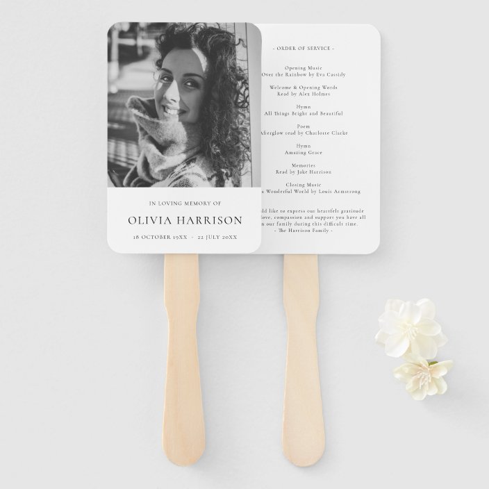 Minimalist Funeral | Modern Celebration of Life Hand Fan | Zazzle.com