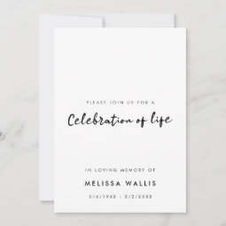 Minimalist Funeral | Modern Celebration of Life Invitation | Zazzle