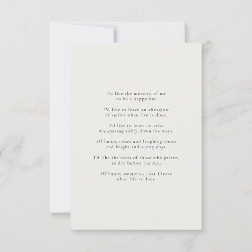 Minimalist Funeral | Modern Sympathy Photo Thank You Card | Zazzle