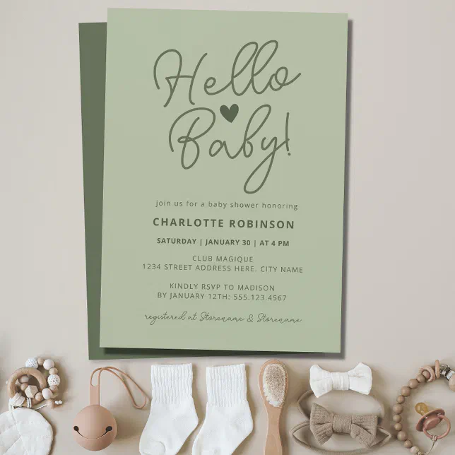 Minimalist Gender Neutral Boho Hello Baby Shower Invitation | Zazzle