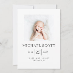 Minimalist Gender Neutral Photo Collage Birth Announcement | Zazzle