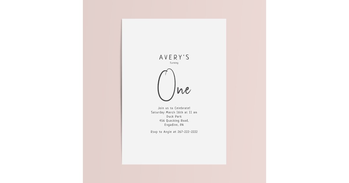 Minimalist Gender Neutral Script Any Age Birthday Invitation | Zazzle