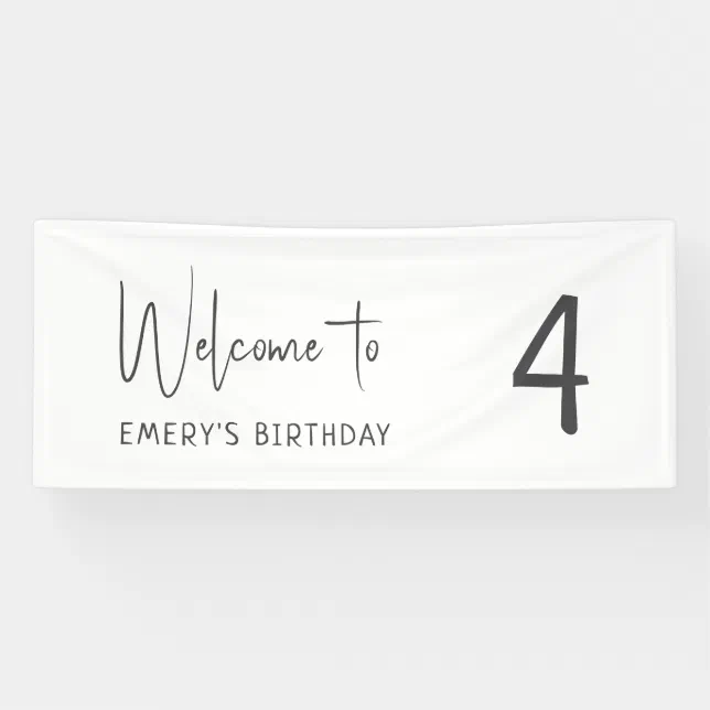 Minimalist Gender Neutral Welcome Birthday Party Banner | Zazzle