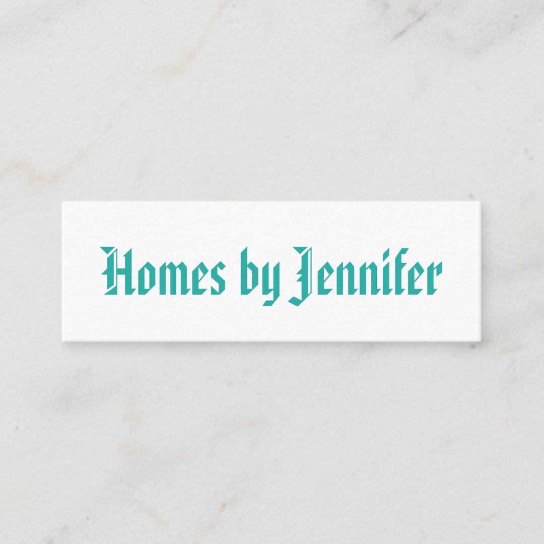 Minimalist Geometric Calligraphy Turquoise Profile Mini Business Card ...