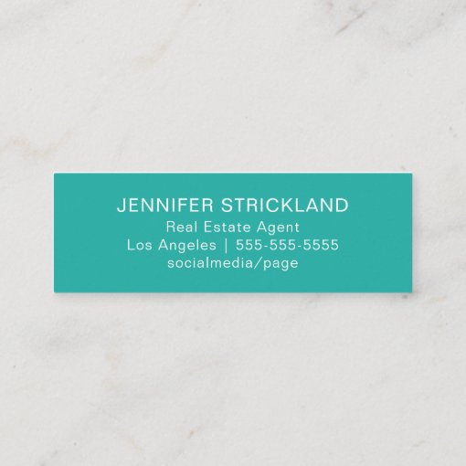 Minimalist Geometric Calligraphy Turquoise Profile Mini Business Card ...