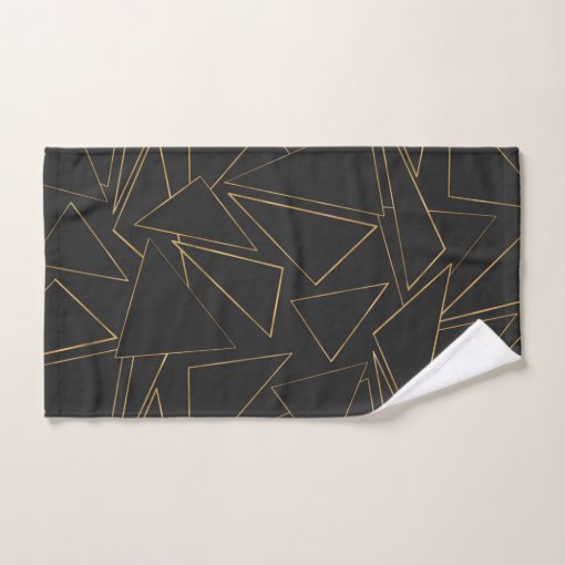Minimalist Geometric Gold Black Strokes Triangles Bath Towel Set | Zazzle