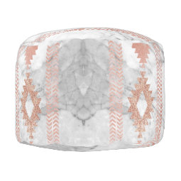 minimalist geometric rose gold aztec white marble pouf | Zazzle