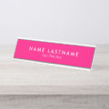 Minimalist Girly Feminine Bright Pink Custom Desk Name Plate | Zazzle