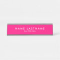 Minimalist Girly Feminine Bright Pink Custom Desk Name Plate | Zazzle