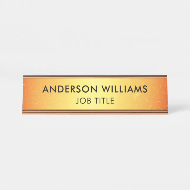 Minimalist Gold Background Custom Desk Name Plate | Zazzle