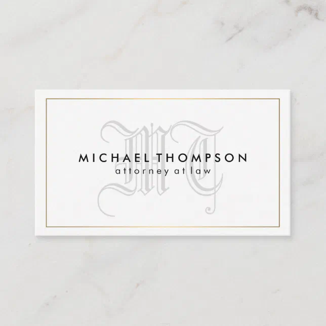 Minimalist Gold Border with Monogram Business Card | Zazzle