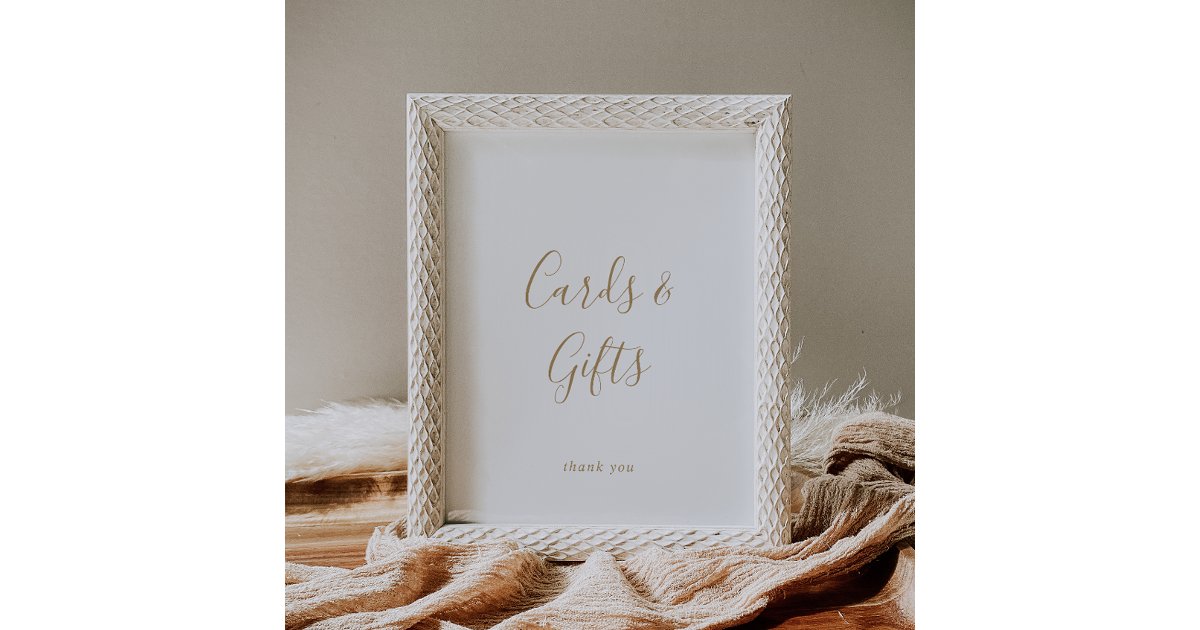 Minimalist Gold Cards and Gifts Sign | Zazzle