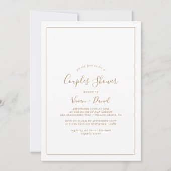 Minimalist Gold Couples Shower Invitation | Zazzle