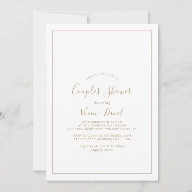 Minimalist Gold Couples Shower Invitation | Zazzle