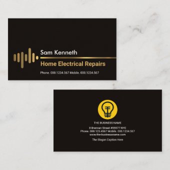 Minimalist Gold Electric Wave Electrician Business Card | Zazzle