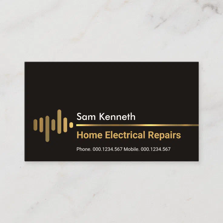 Minimalist Gold Electric Wave Electrician Business Card | Zazzle