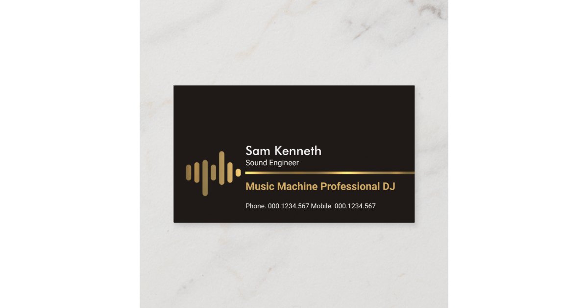 Minimalist Gold Electric Wave Sound Engineer Business Card | Zazzle