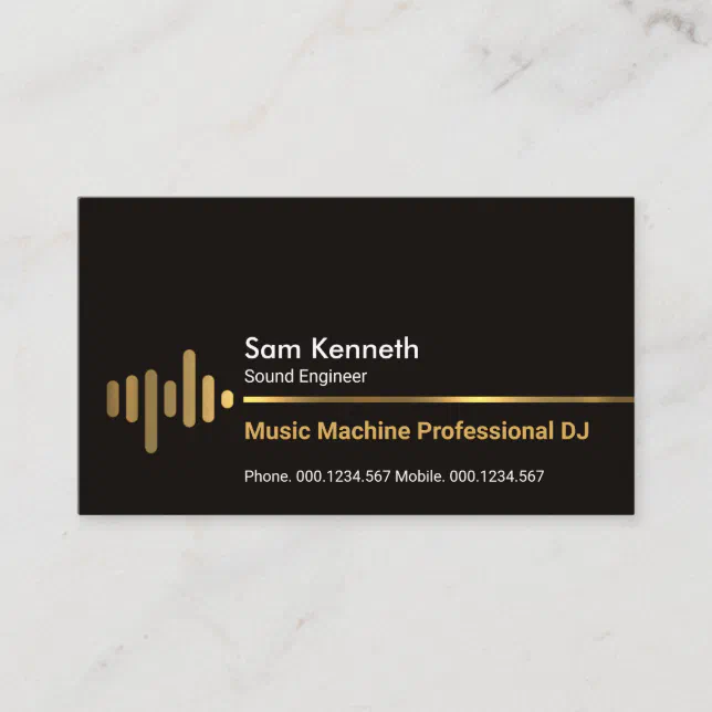 Minimalist Gold Electric Wave Sound Engineer Business Card | Zazzle
