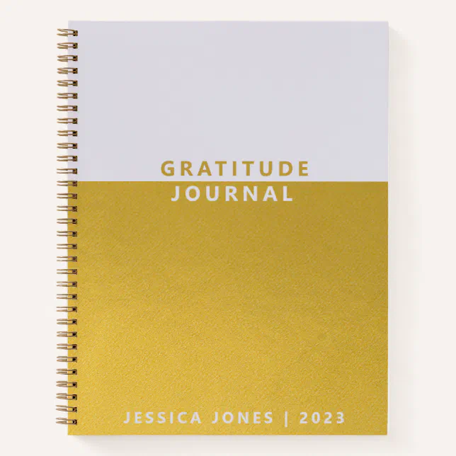 Minimalist Gold Foil Name Gratitude Journal | Zazzle