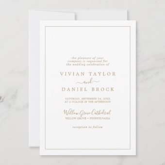 Minimalist Gold Formal Wedding Invitation | Zazzle