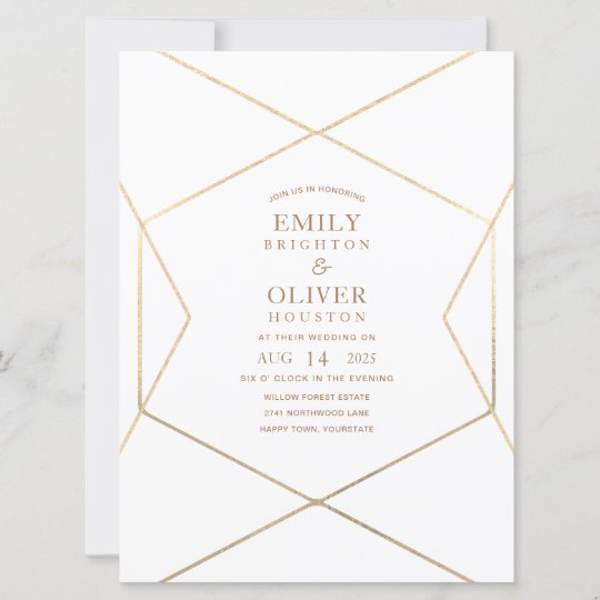 Minimalist gold geometry Wedding Invitations | Zazzle.com