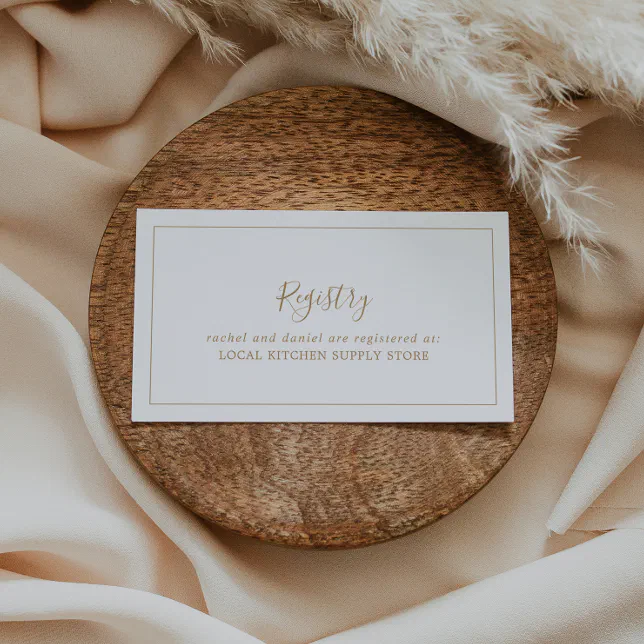 Minimalist Gold Gift Registry Enclosure Card | Zazzle