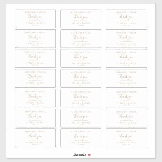Minimalist Gold Guest Name Wedding Favor Stickers | Zazzle.com