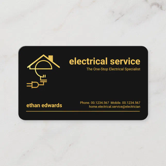Minimalist Gold Line Electrician Business Card | Zazzle