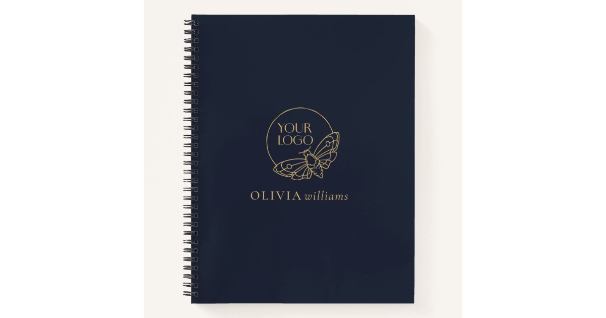Minimalist Gold Navy Blue Simple Professional Logo Notebook | Zazzle
