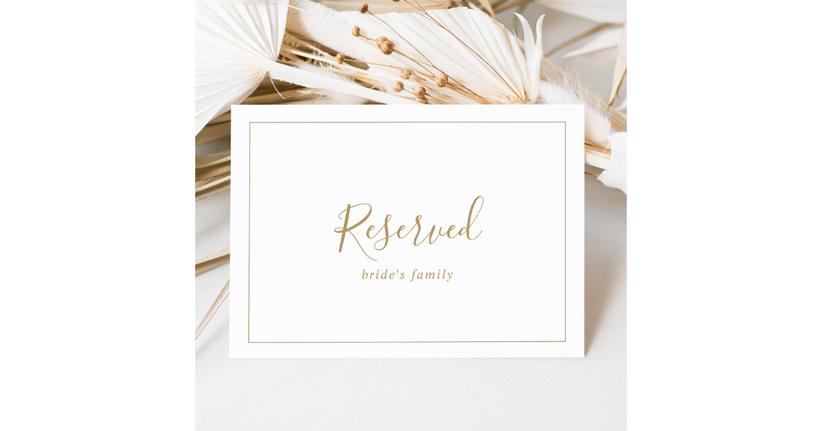 Minimalist Gold Reserved Sign | Zazzle