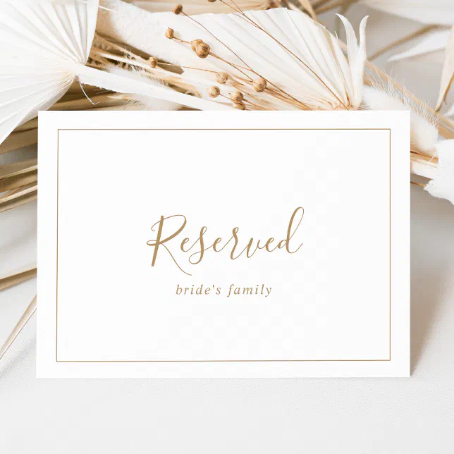 Minimalist Gold Reserved Sign | Zazzle
