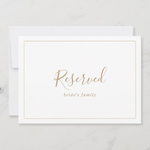 Minimalist Gold Reserved Sign | Zazzle