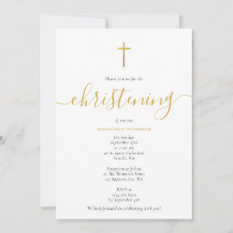 Minimalist Gold Script Baptism Christening Invitation | Zazzle