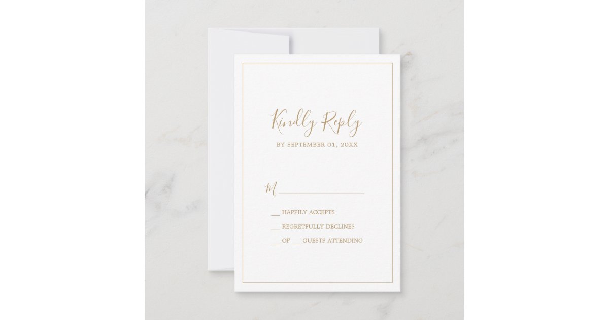 Minimalist Gold Simple RSVP Card | Zazzle