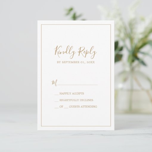 Minimalist Gold Simple RSVP Card | Zazzle