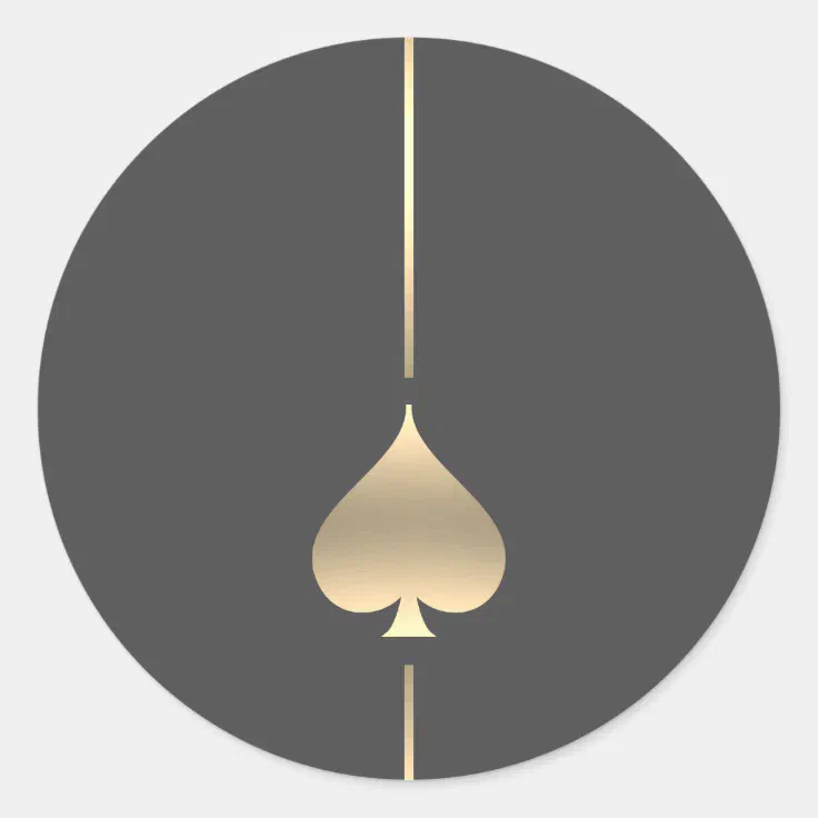 Minimalist Gold Spade Symbol Classic Round Sticker | Zazzle