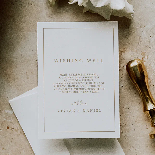 Minimalist Gold Typography Wishing Well Card | Zazzle
