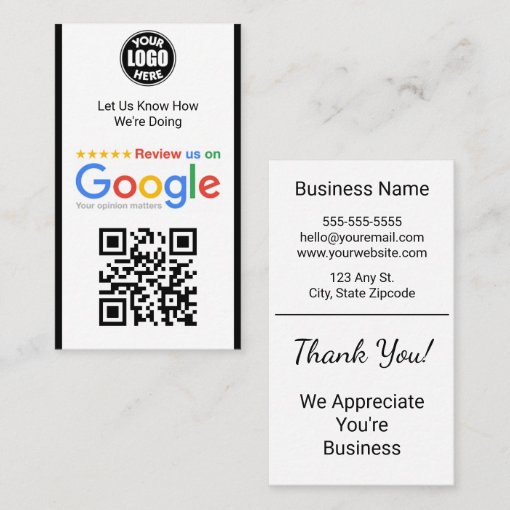 Minimalist Google Review Business Card Template | Zazzle