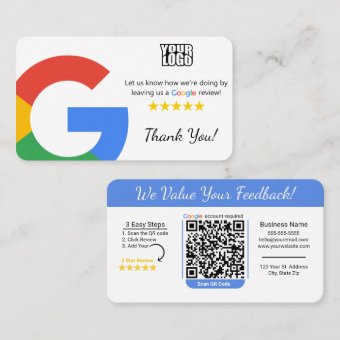 Minimalist Google Review Template With QR code Business Card | Zazzle