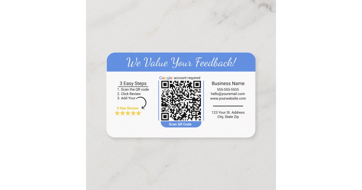 Minimalist Google Review Template With QR code Business Card | Zazzle