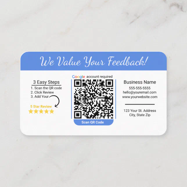Minimalist Google Review Template With QR code Business Card | Zazzle