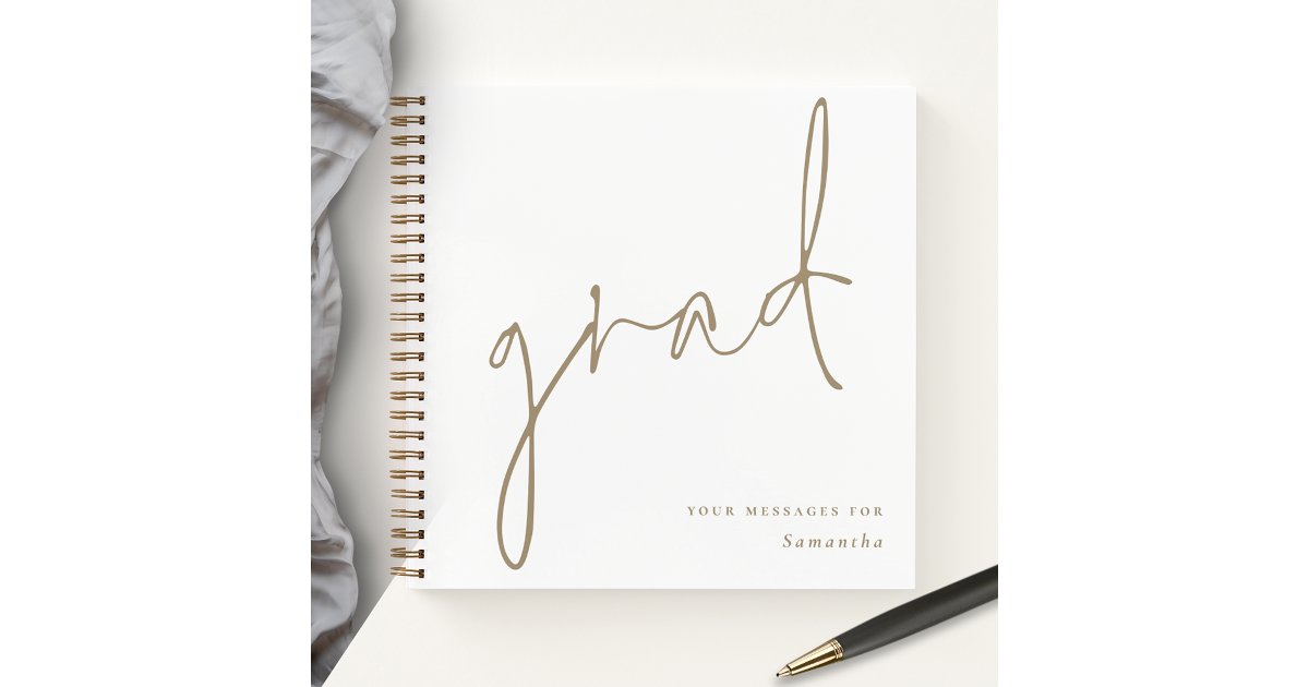 Minimalist Grad Gold Script Graduate Guest Book | Zazzle