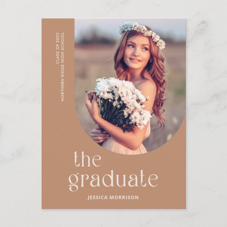 Minimalist Graduate Modern Layout Photo Graduation Postcard | Zazzle