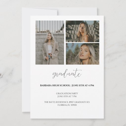 Minimalist Graduation Announcement Modern Grad | Zazzle