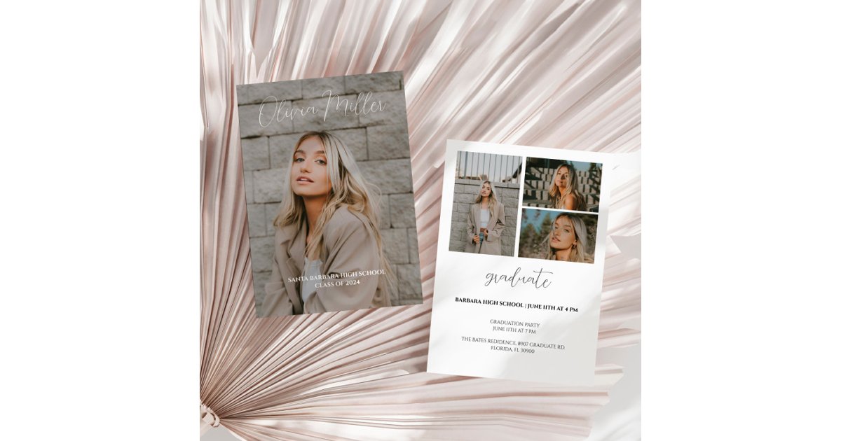 Minimalist Graduation Announcement Modern Grad | Zazzle