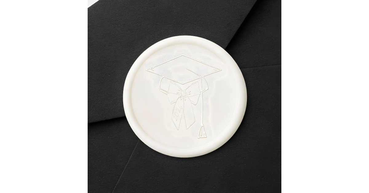 Minimalist Graduation Cap with Bow Welcome Wax Seal Sticker | Zazzle