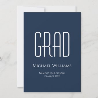 Minimalist Graduation Class of 2024 Blue Invitation | Zazzle